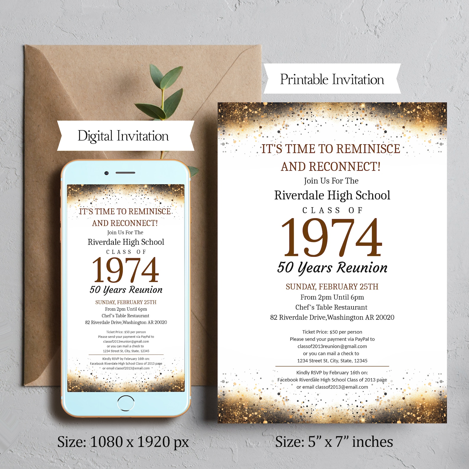 Editable Class Reunion Invitation Template, Digital High School Reunion ...