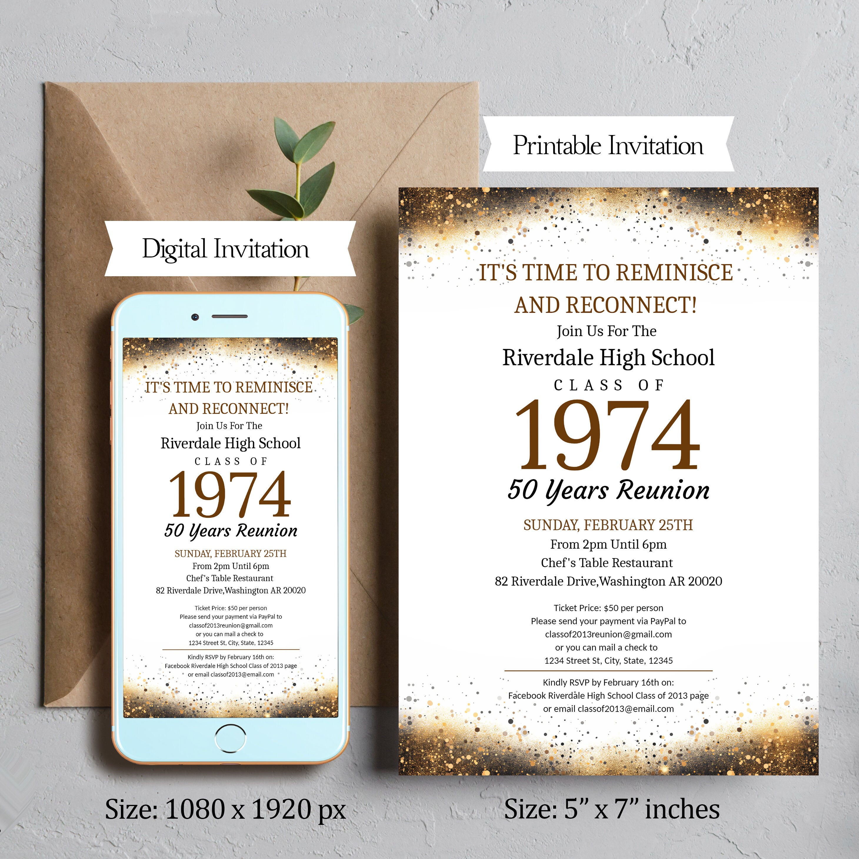 Editable Class Reunion Invitation Template, Digital High School Reunion ...