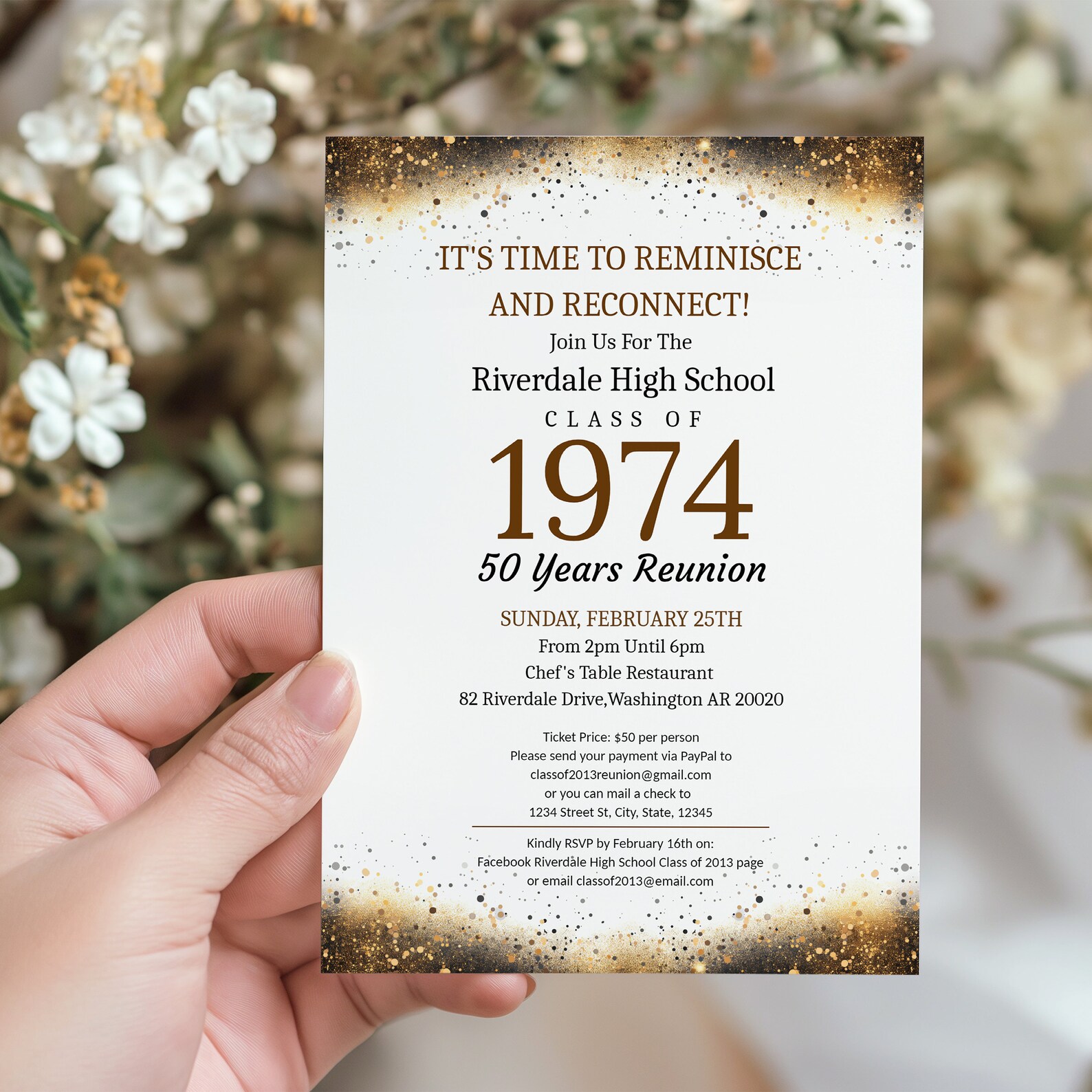 Editable Class Reunion Invitation Template, Digital High School Reunion ...