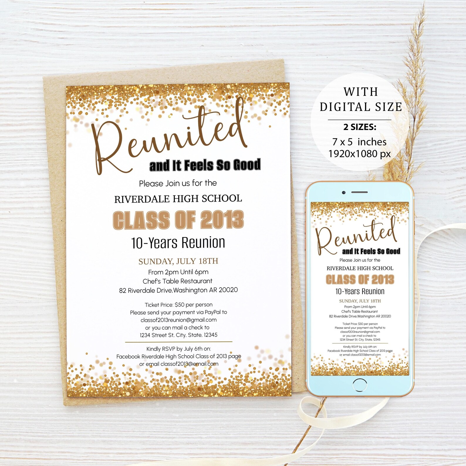 Editable Class Reunion Invitation Template, Digital High School Reunion ...