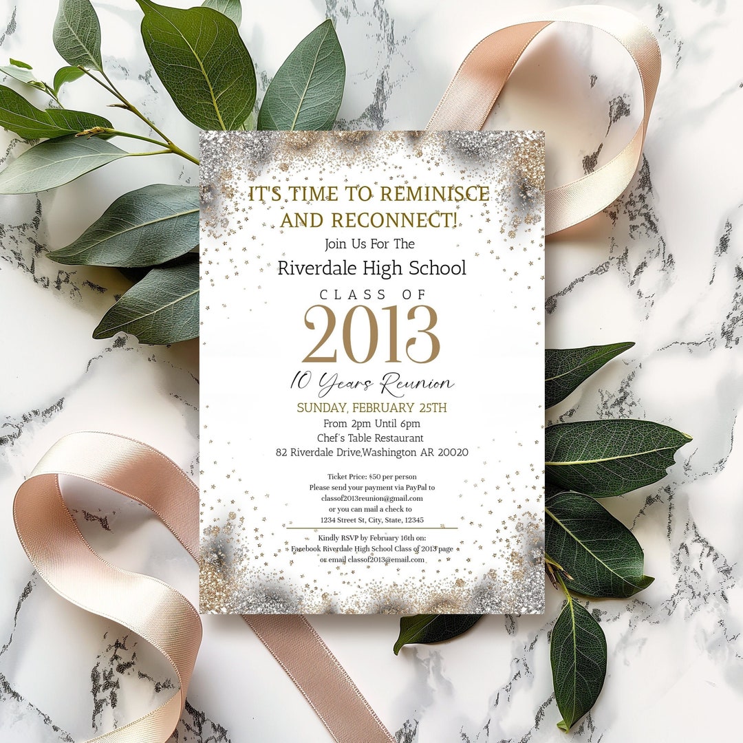 Editable Reunion Invitation Template, High School Reunion Invitation ...