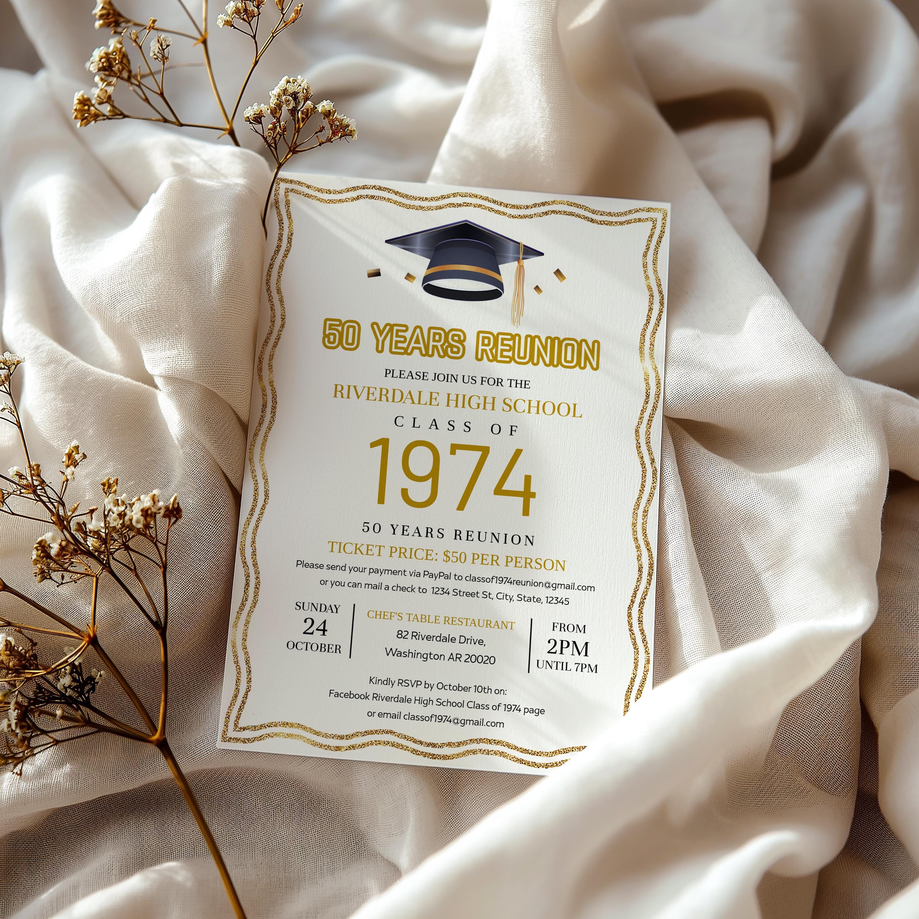 Editable Reunion Invitation Template, High School Reunion Invitation ...
