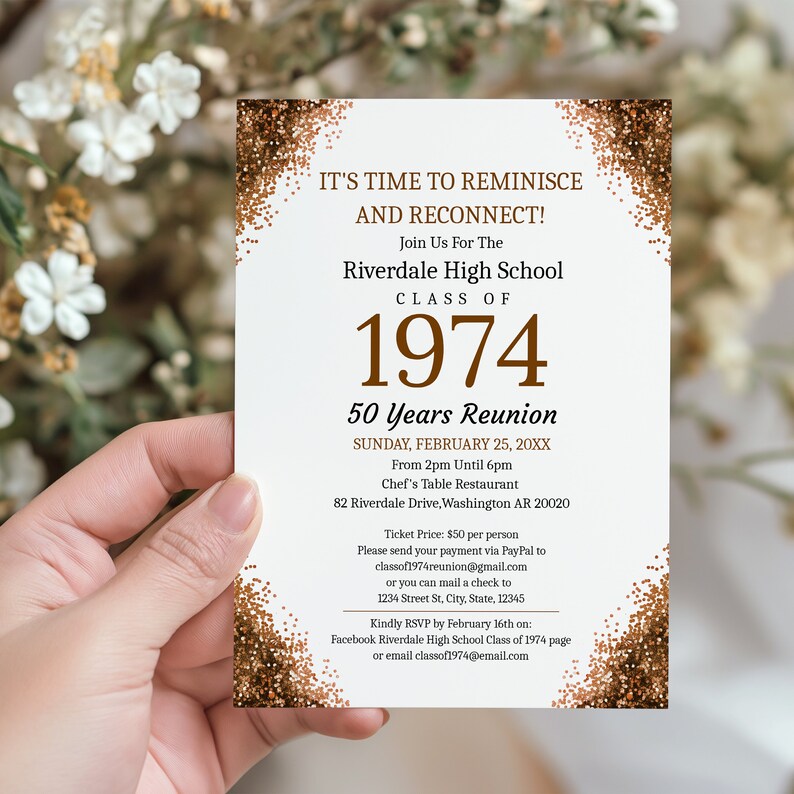 Editable Class Reunion Invitation Template, Digital High School Reunion ...