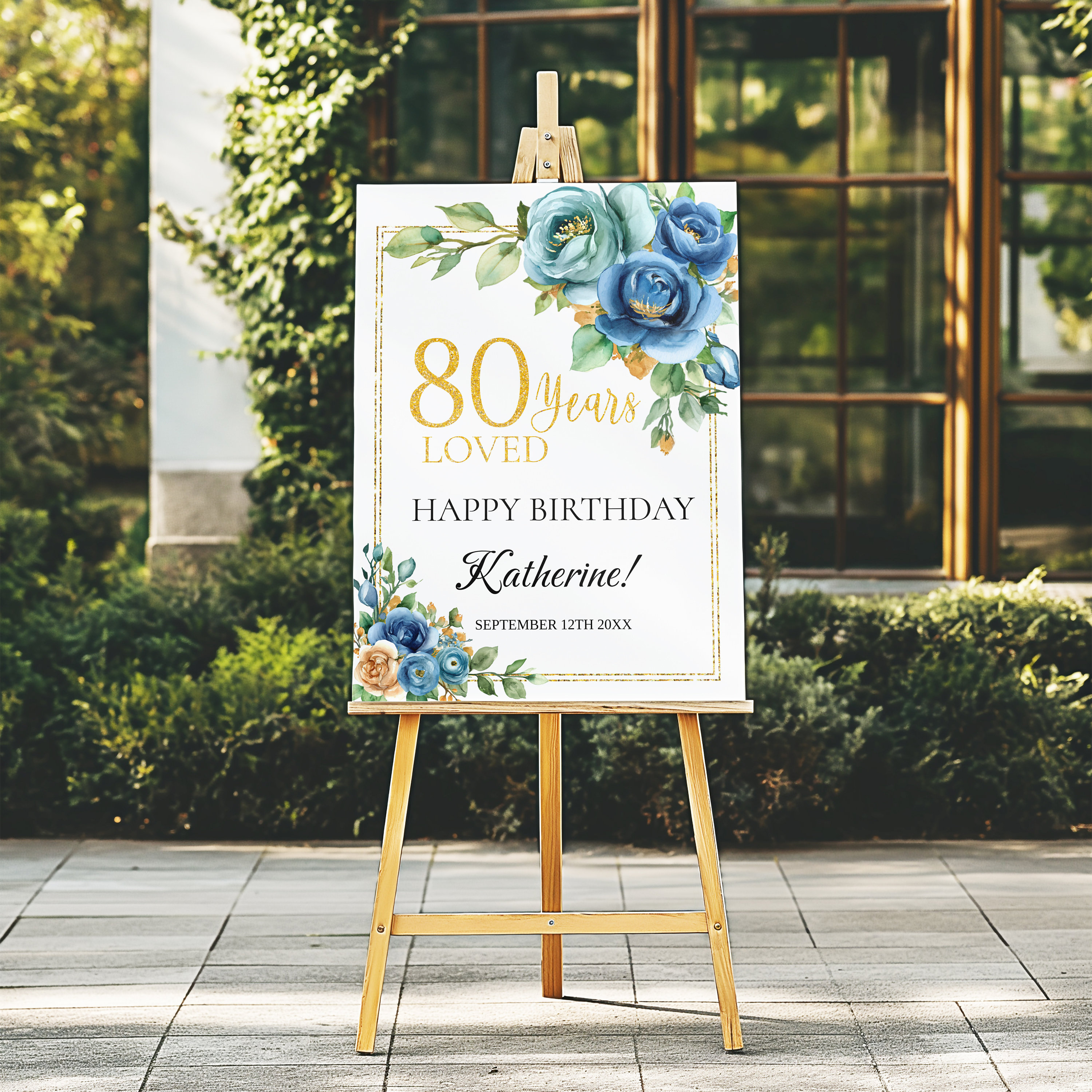 Editable Floral 80th Birthday Welcome Sign Template, Printable 80th ...