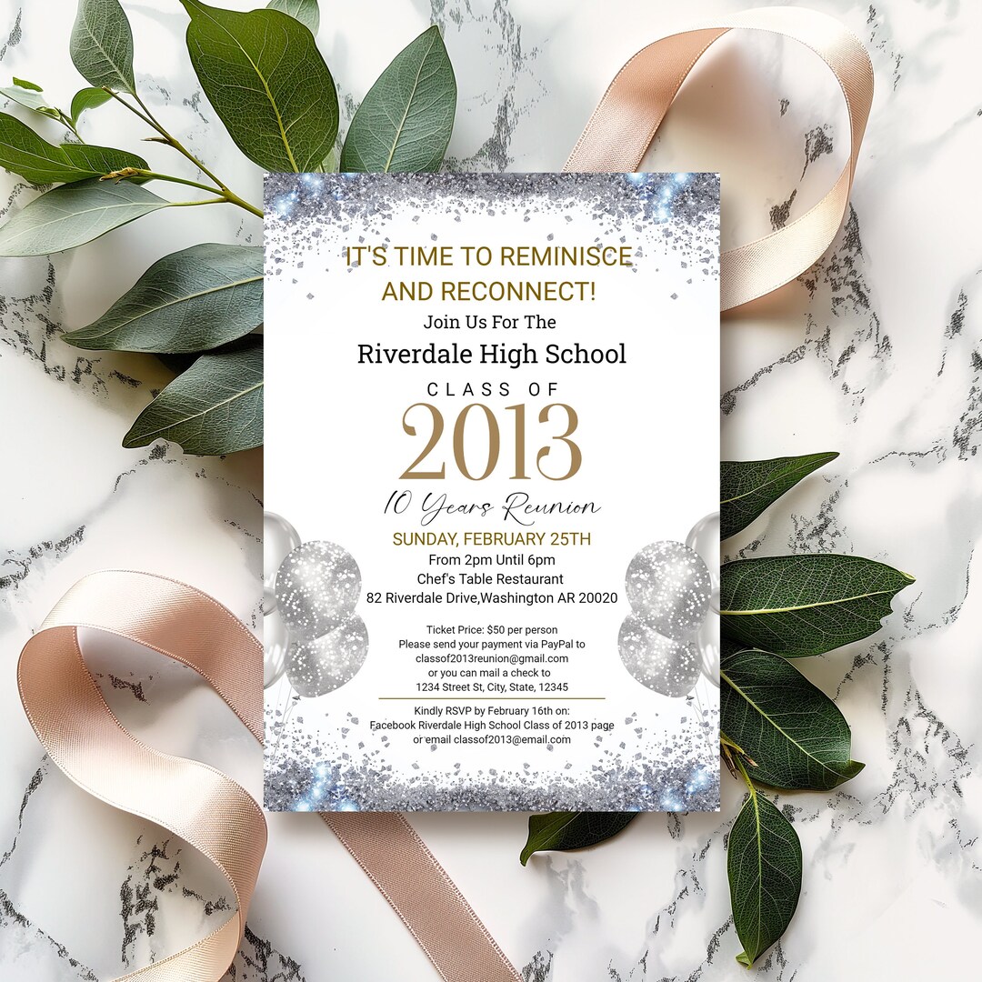 Editable Reunion Invitation Template, High School Reunion Invitation ...