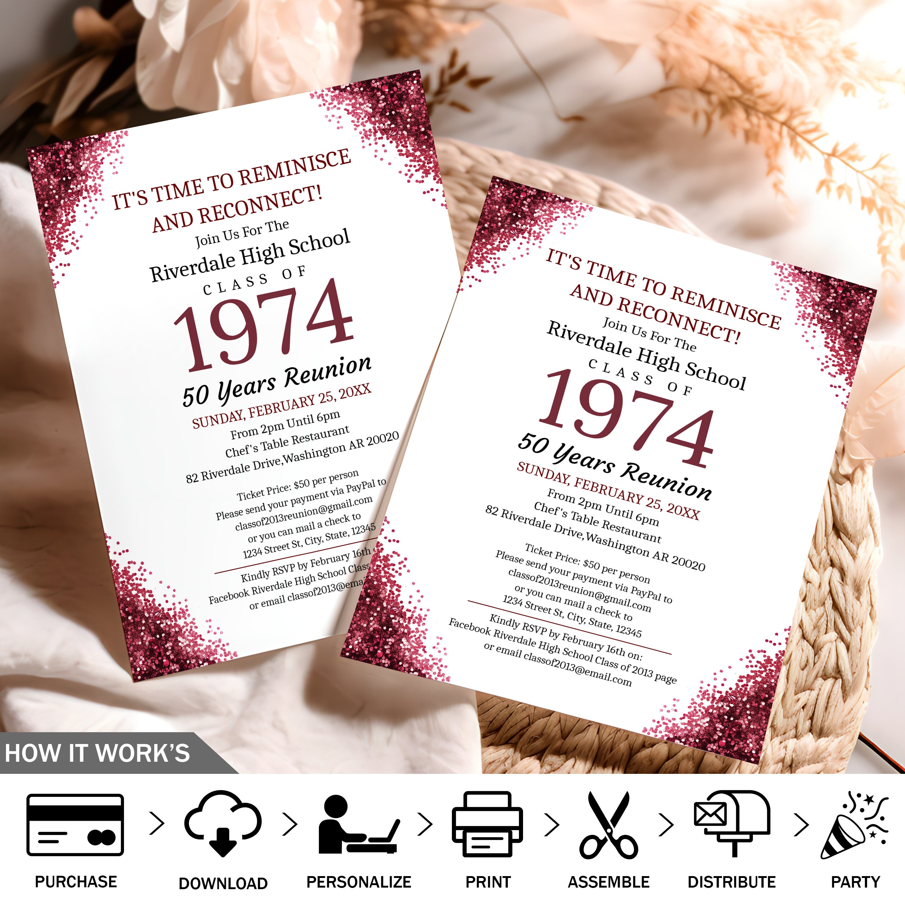 Editable Class Reunion Invitation Template, Digital High School Reunion ...