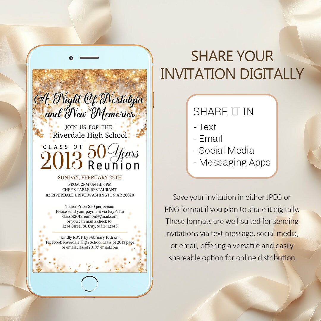 Editable Class Reunion Invitation Template, Digital High School Reunion ...