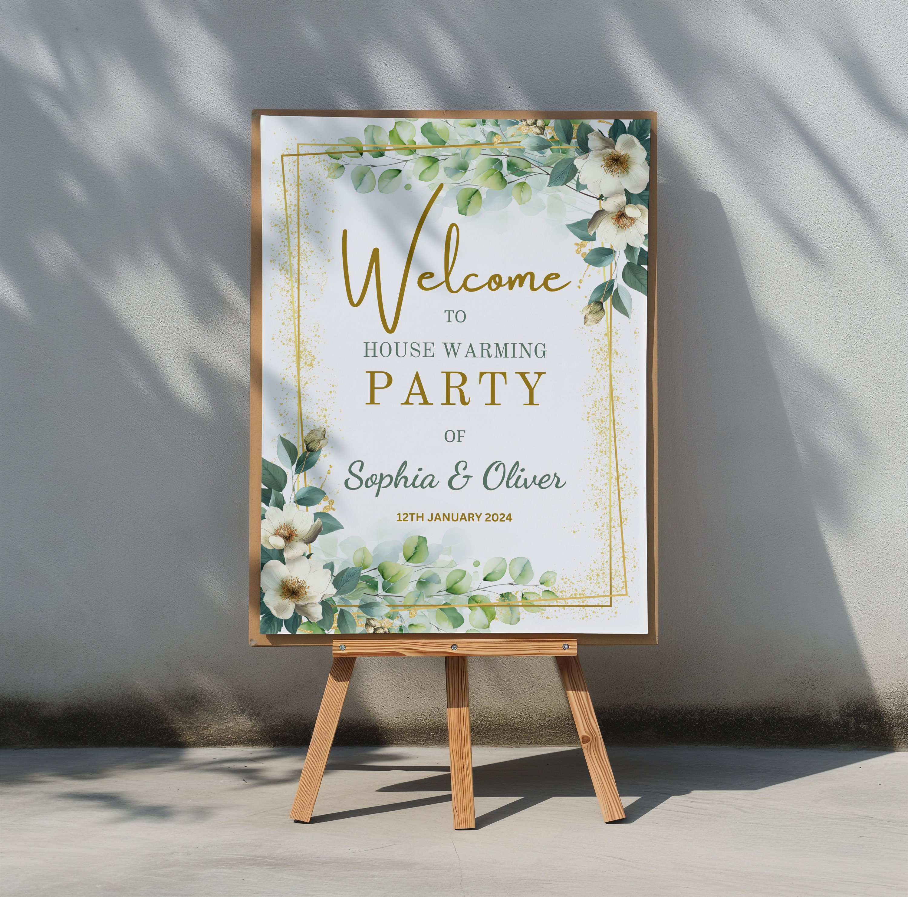 Editable Housewarming Party Welcome Sign Template, Greenery ...