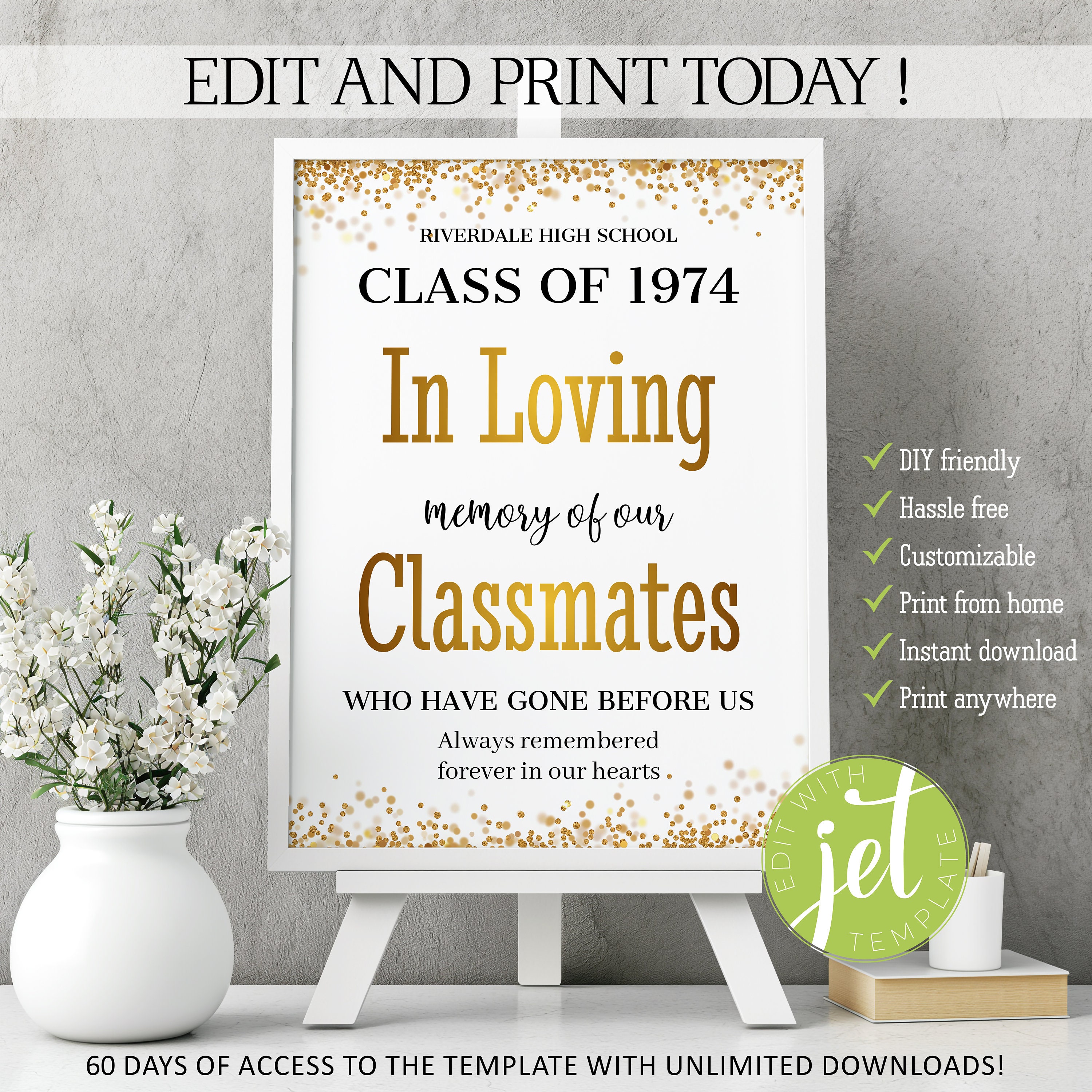 In Loving Memory Sign for Class Reunion, Classmate Memorial for Class ...