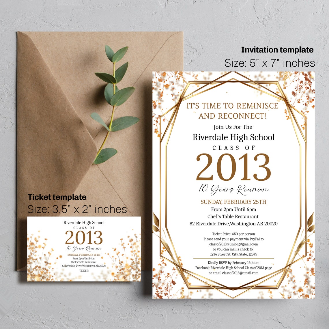Editable Reunion Invitation Template, High School Reunion Invitation ...