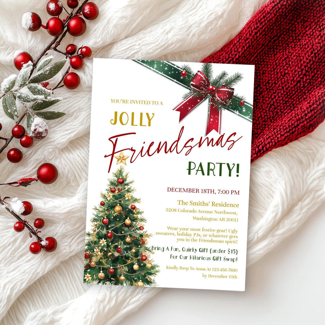 Friendsmas Party Invitation Template, Christmas Party, Adult Holiday ...