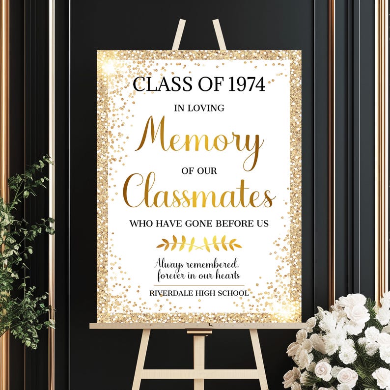 Class Reunion in Loving Memory Sign, Classmate Memorial, Classmate ...