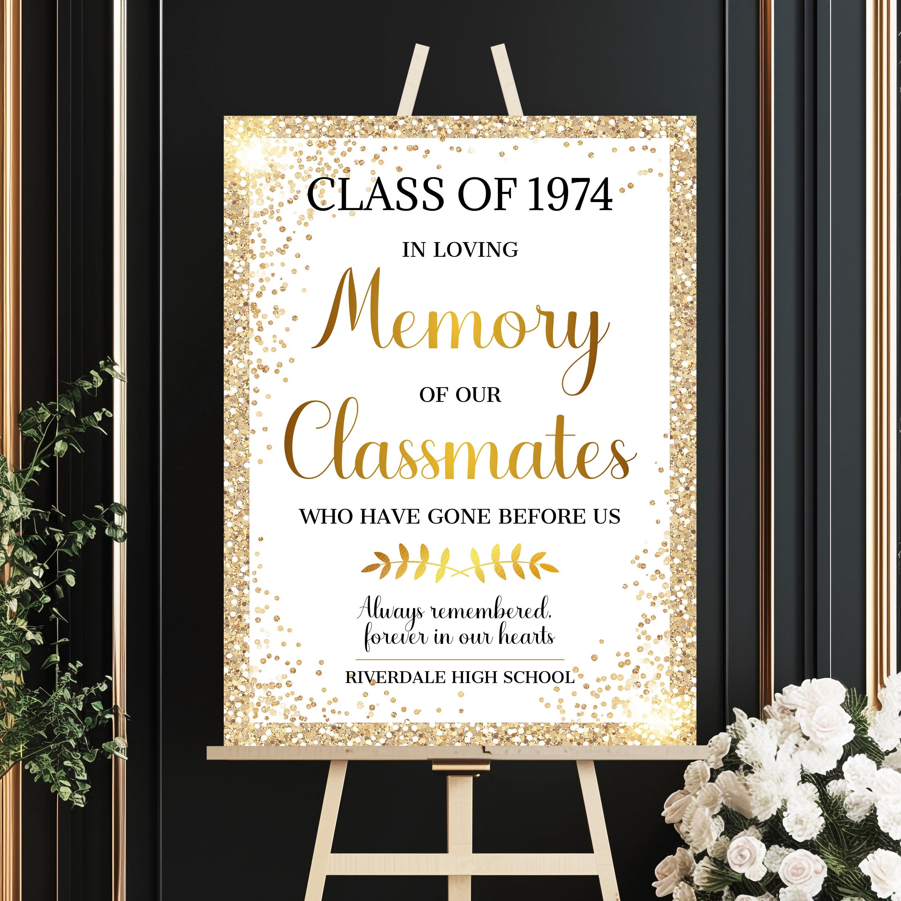 Class Reunion in Loving Memory Sign, Classmate Memorial, Classmate ...