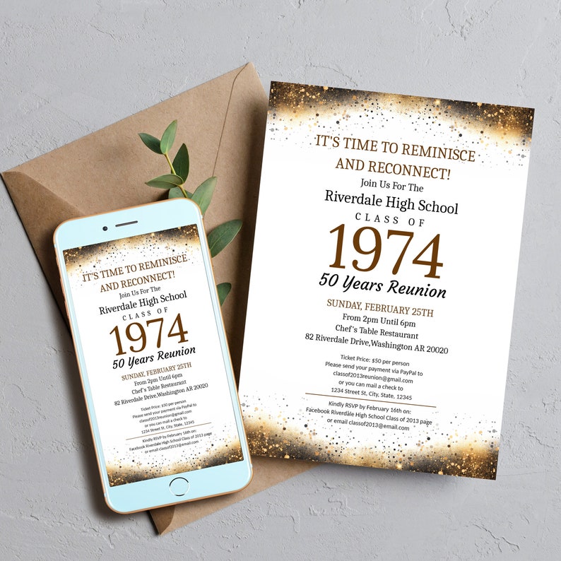 Editable Class Reunion Invitation Template, Digital High School Reunion ...