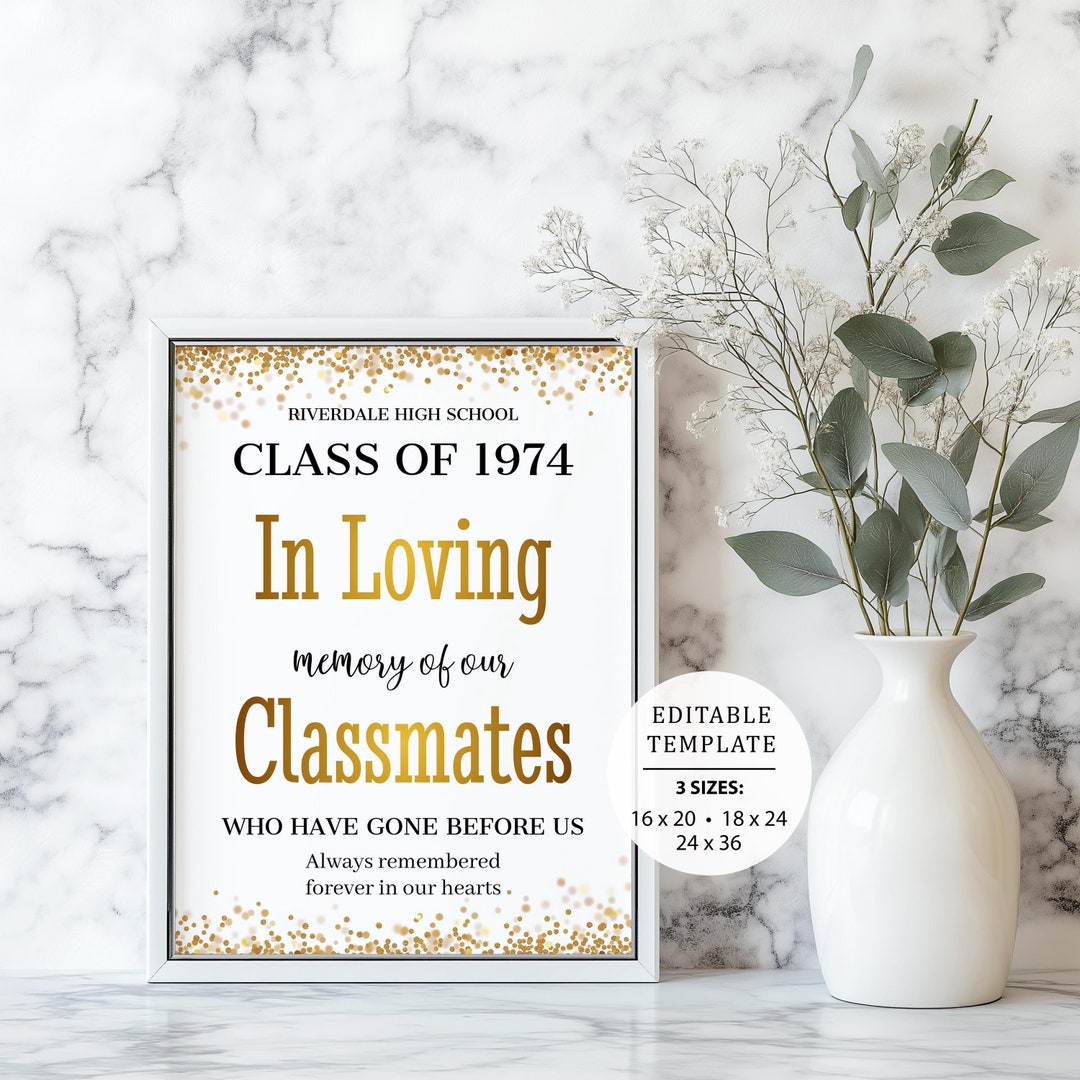 In Loving Memory Sign for Class Reunion, Classmate Memorial for Class Reunion, Memorial Tribute ...