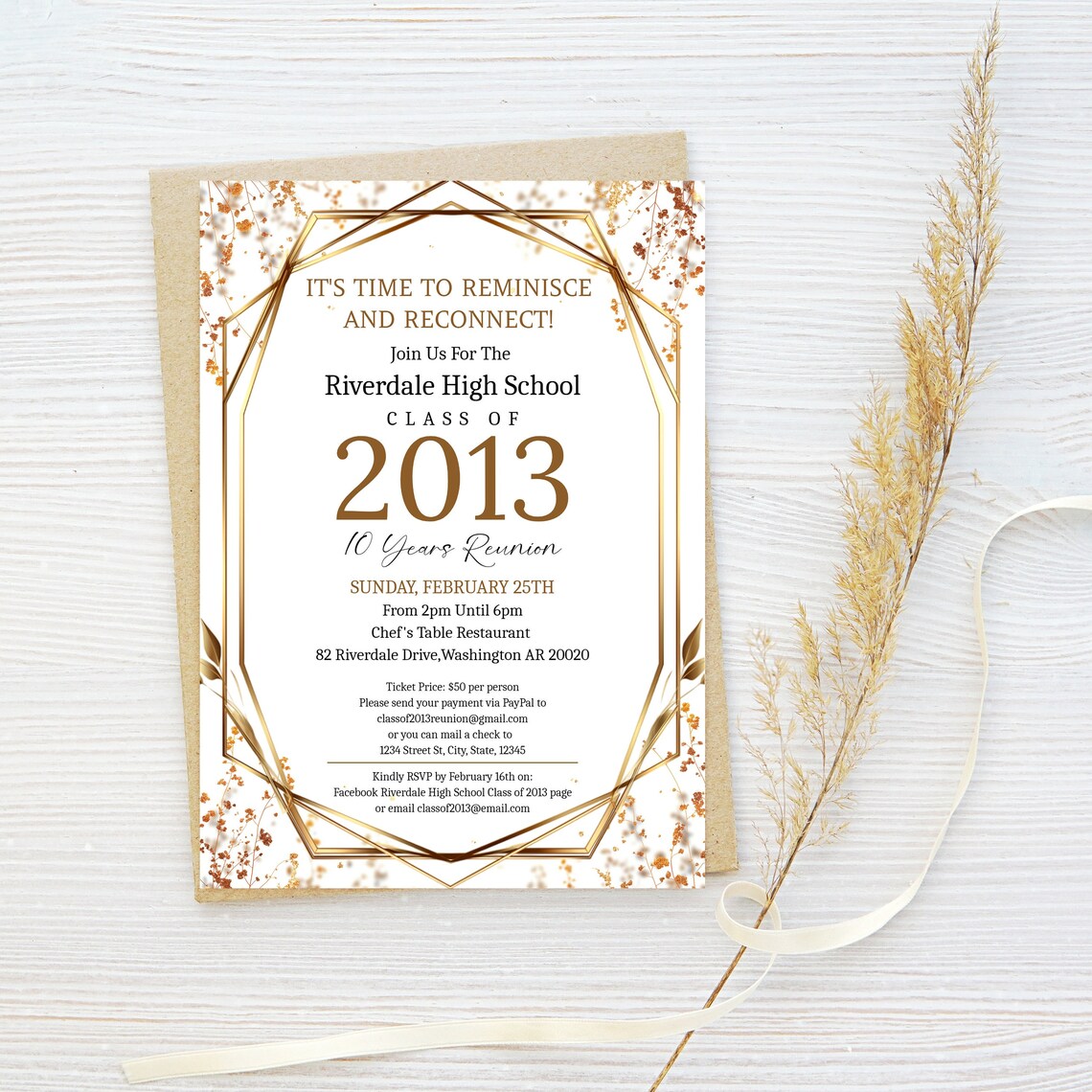 Editable Reunion Invitation Template, High School Reunion Invitation ...