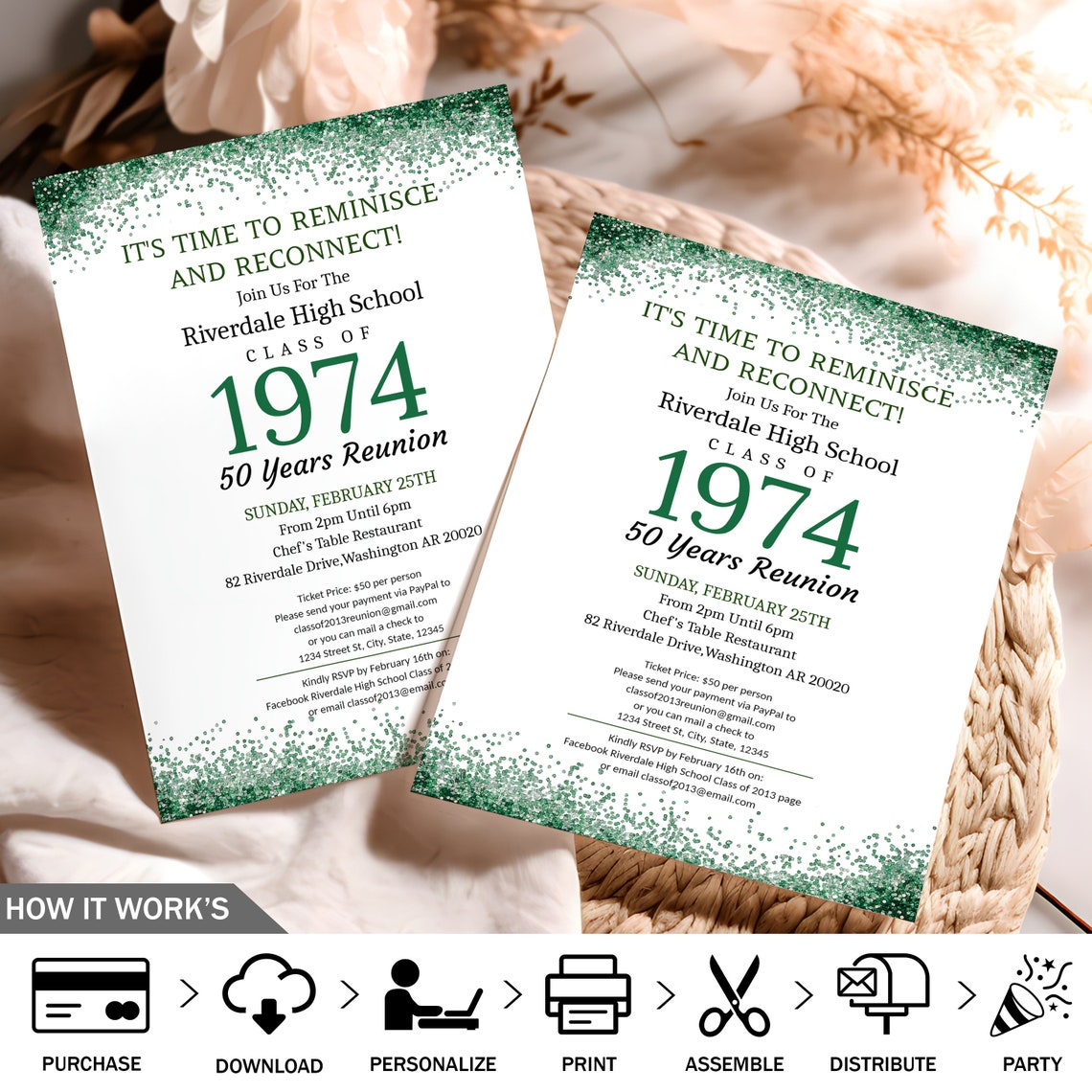 Editable Reunion Invitation Template, High School Reunion Invitation ...