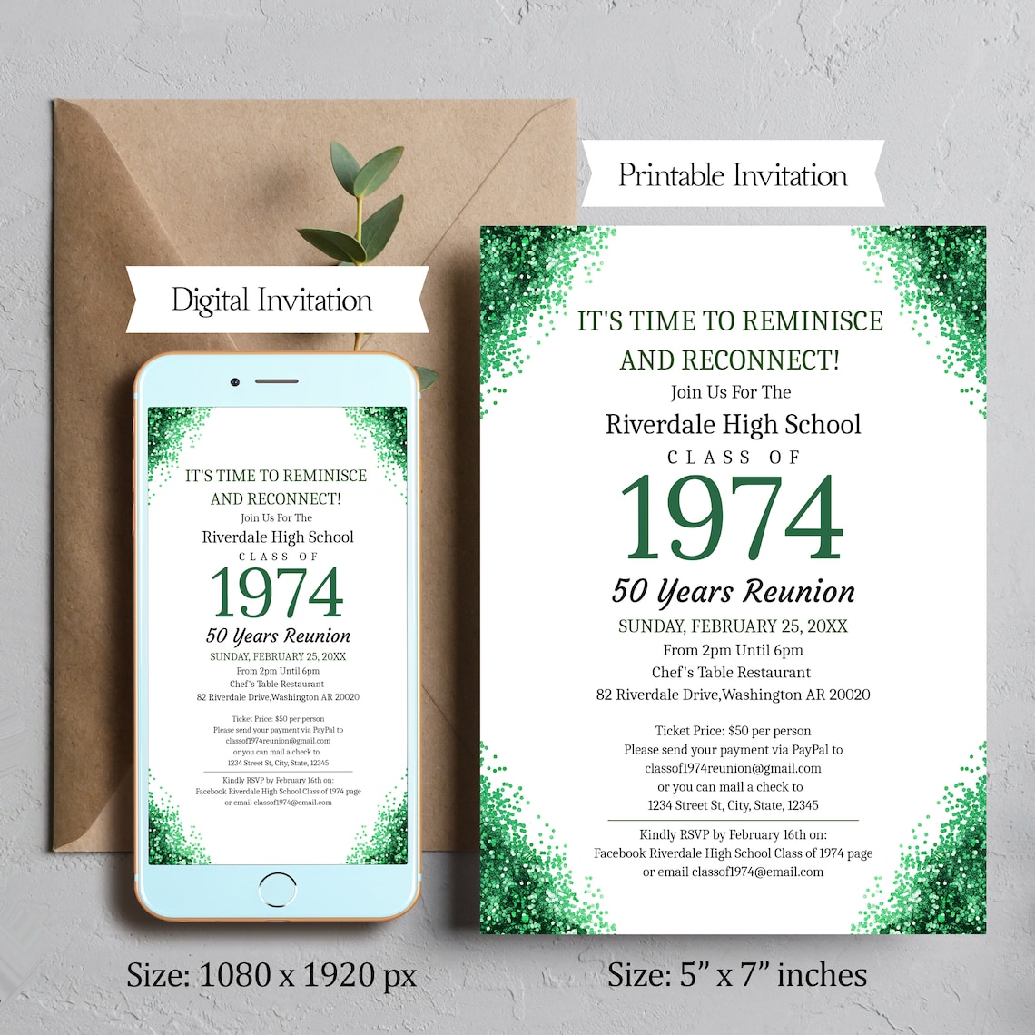 Editable Class Reunion Invitation Template, Digital High School Reunion ...