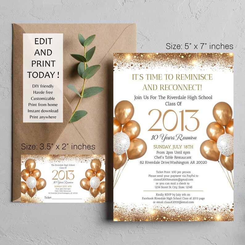 Editable Reunion Invitation Template, High School Reunion Invitation ...