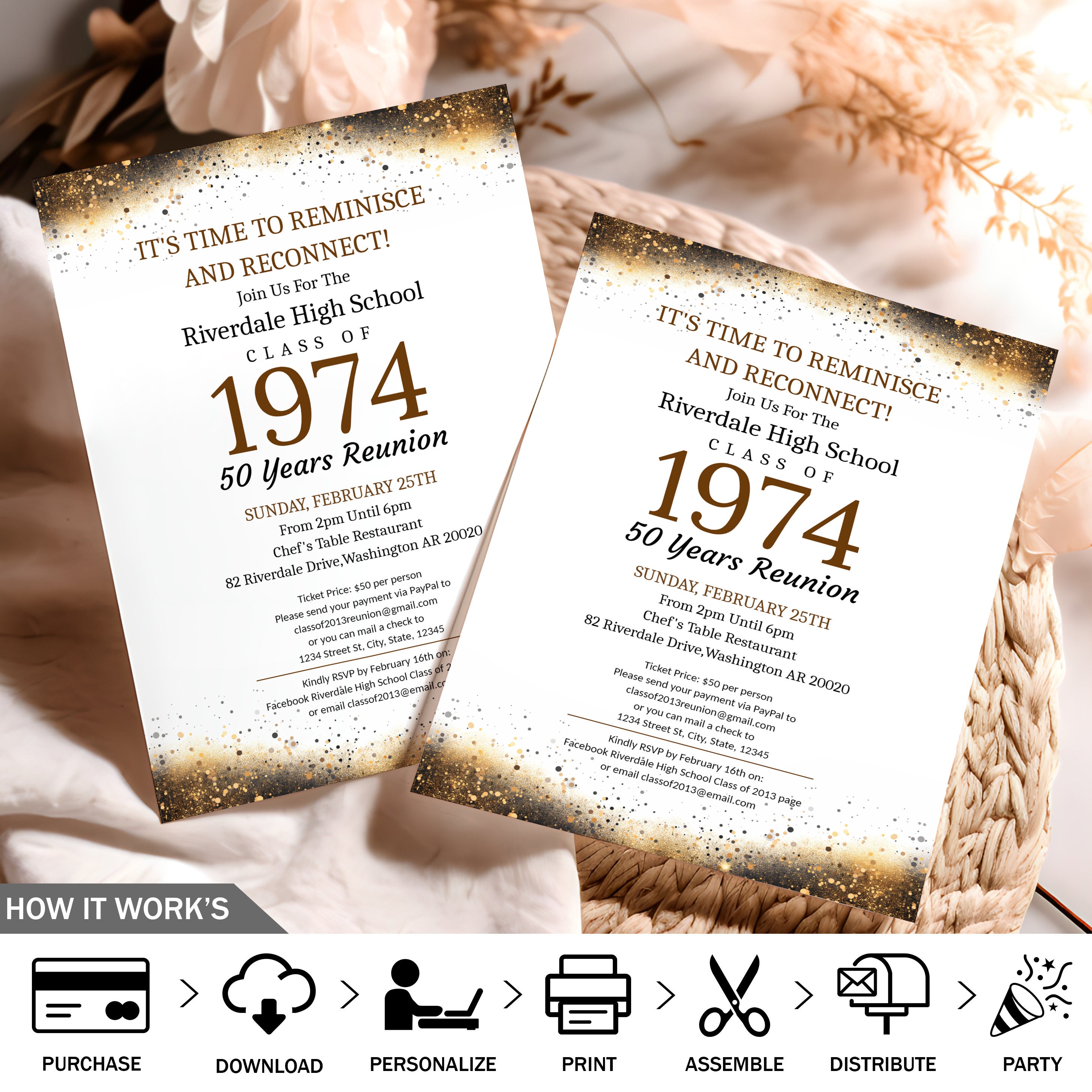 Editable Class Reunion Invitation Template, Digital High School Reunion ...