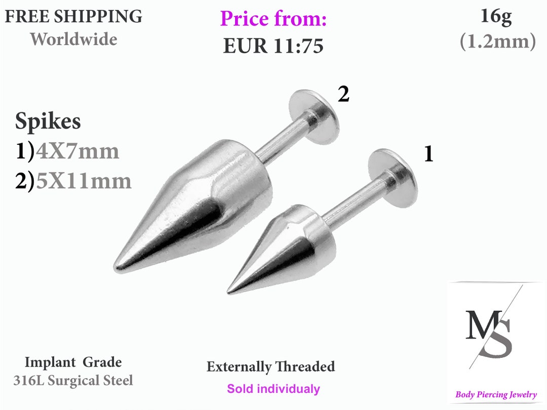 Extreme Long Spikes, Good for Labret Cheek, Piercing, Medusa, Monroe ...