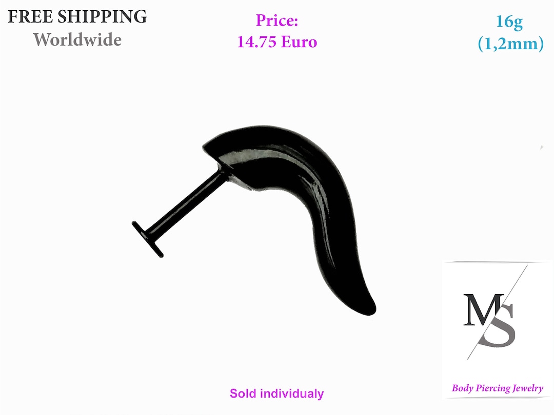 Black Claw Labret, Curved Spike Lip Piercing, 16g Surgical Steel - Etsy