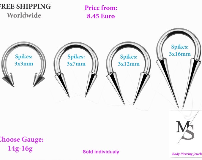 Long Spike Septum Piercing, Punk Spikes Nose Ring, Body Jewelry, 16G ...