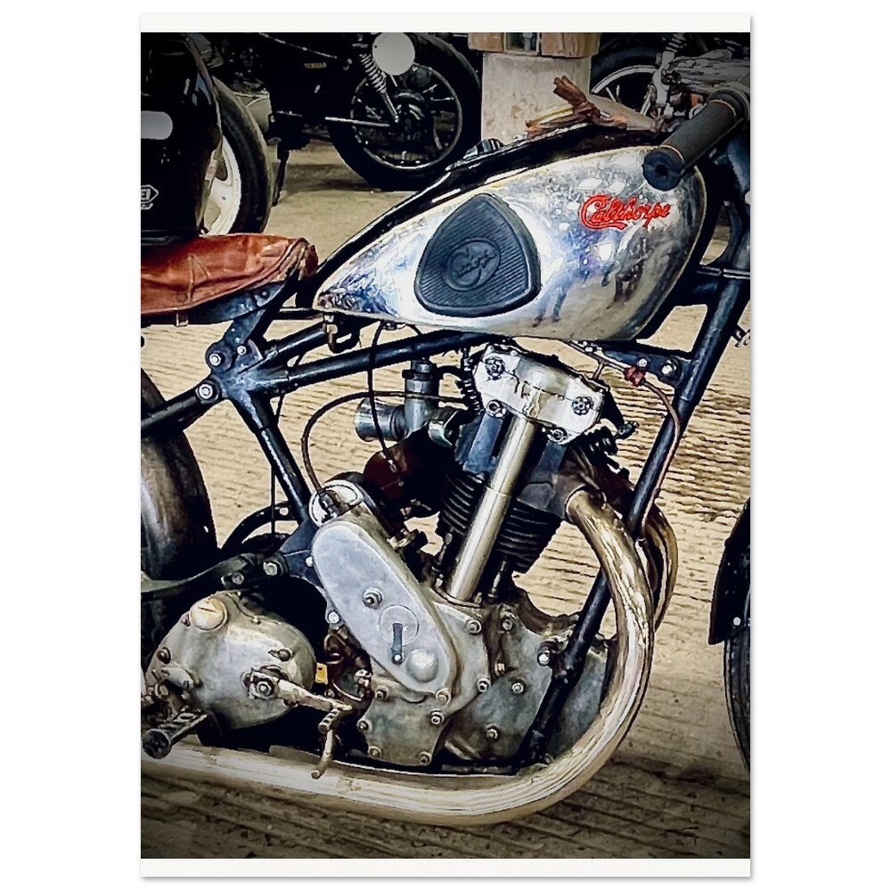 Decorative Vintage Motorcycle Engine Poster, Canvas and Framed Prints ...