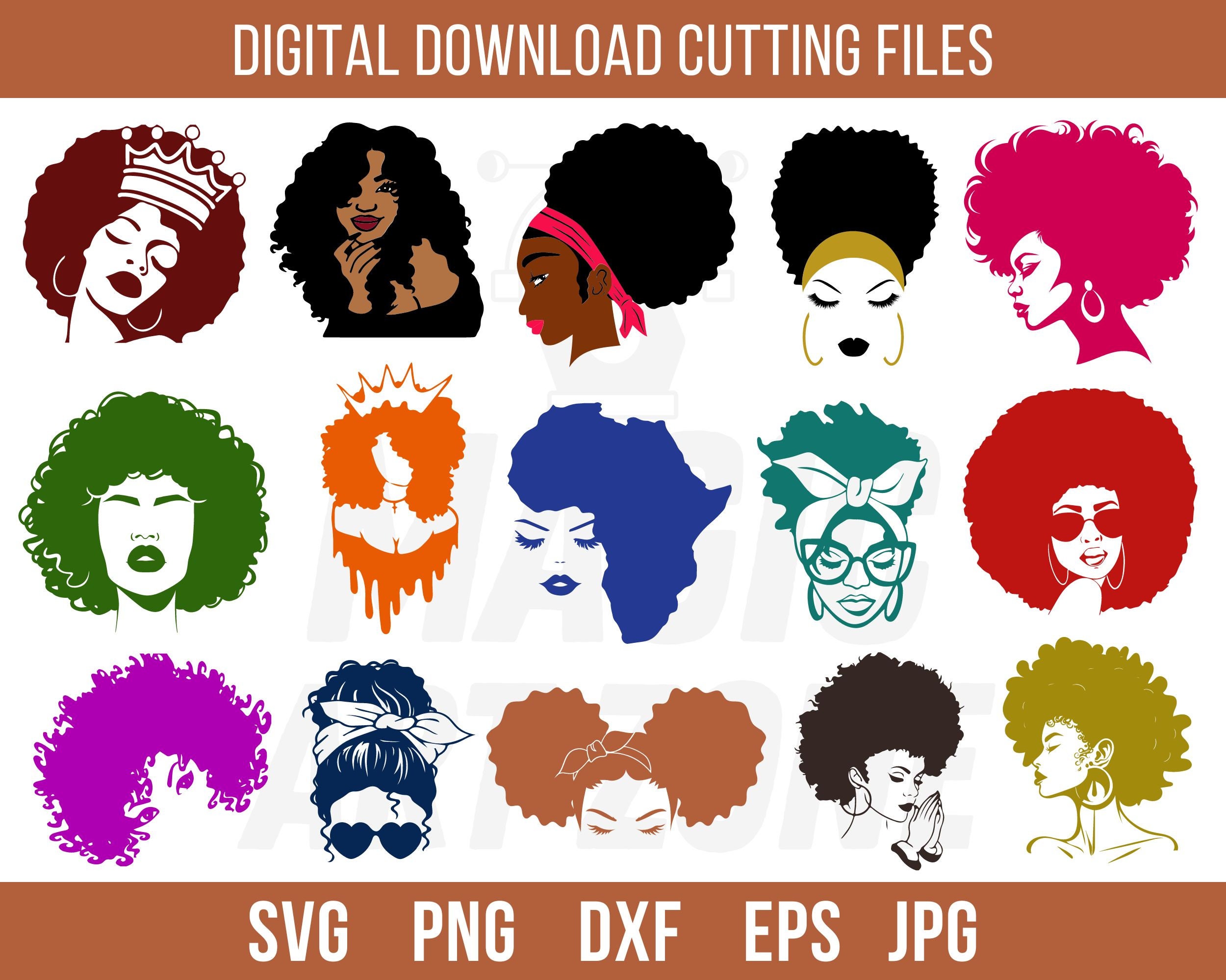 Afro Woman SVG Bundle, Afro Woman SVG, Afro Girl Svg, Afro Queen Svg ...