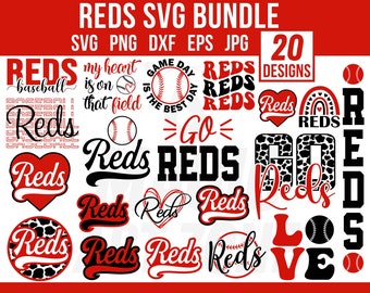 Reds SVG PNG Bundle Baseball - Etsy