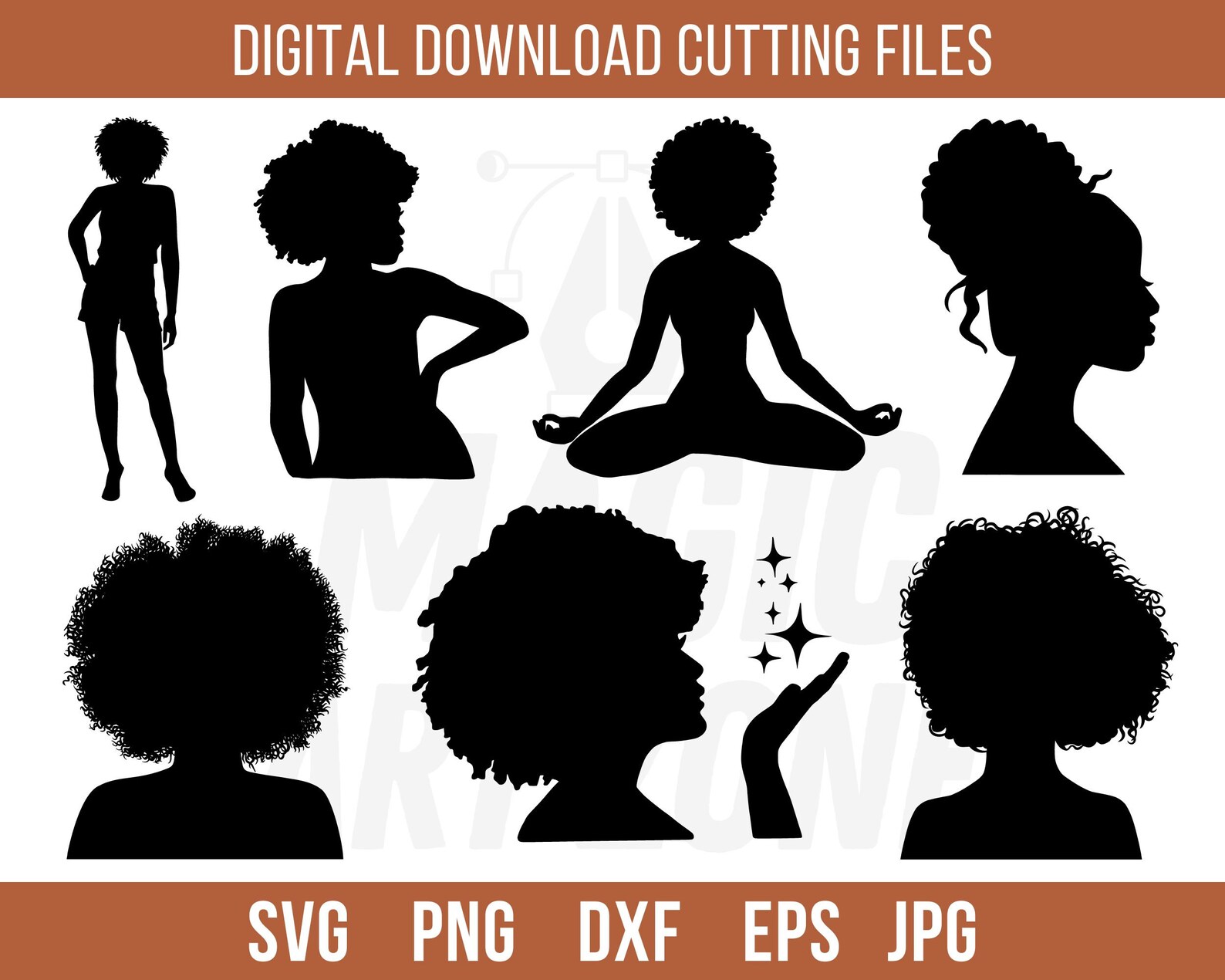 Afro Woman SVG Bundle, Afro Woman SVG, Afro Girl Svg, Afro Queen Svg ...