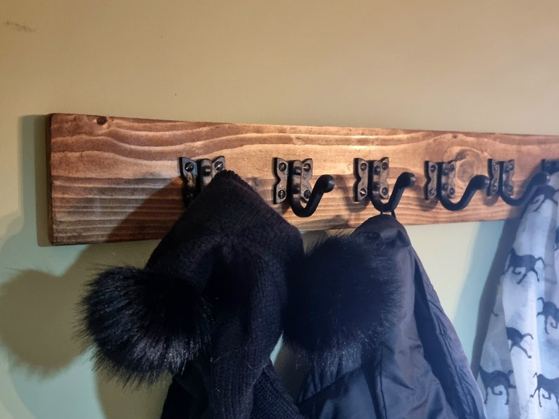 Handmade Solid Wood Rustic Coat Rack, Beeswax Finish, Wall Decor ...