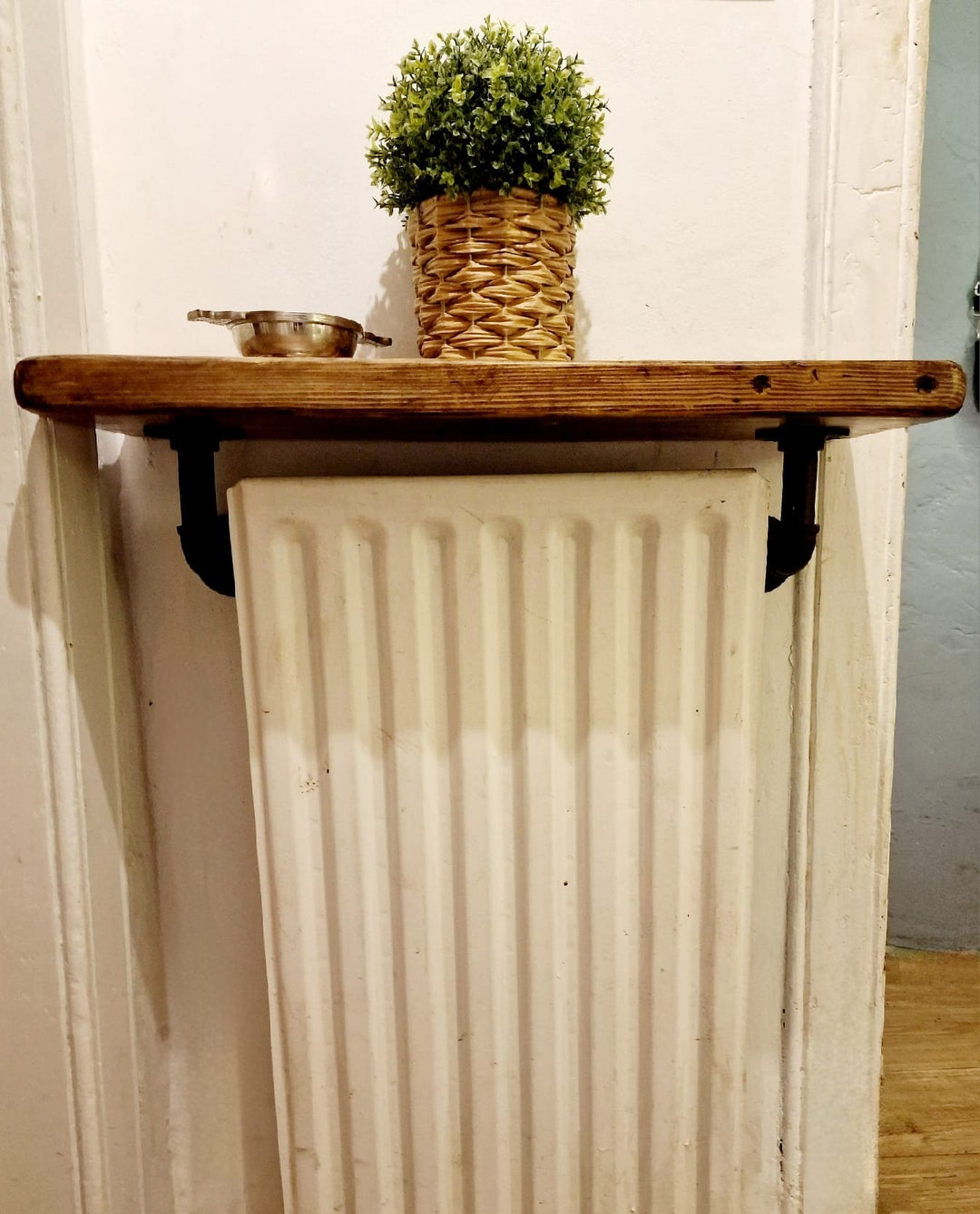 Handmade Rustic Wooden Radiator Shelf, Solid Wood Bookshelf Decor ...