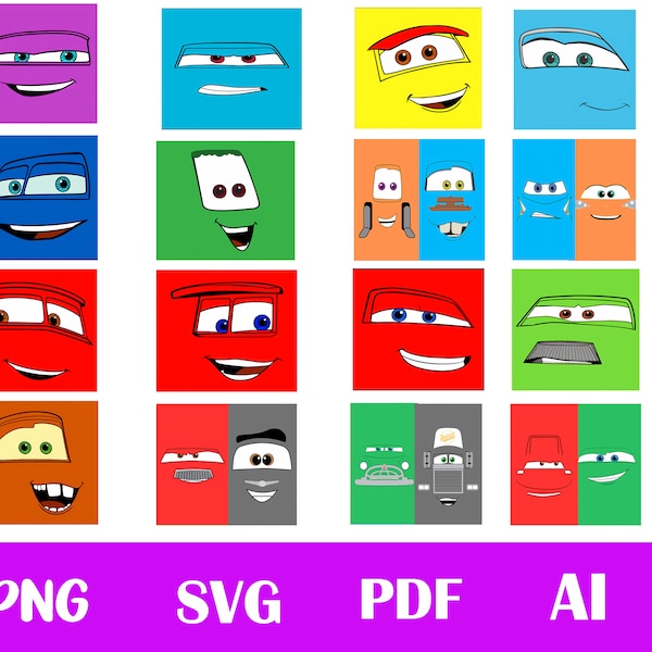 Cars Face Svg - Etsy