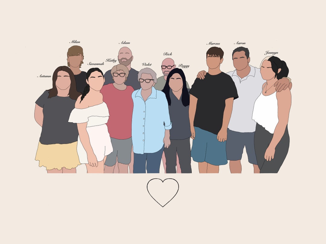 Custom Faceless Cartoon Line Art Portrait - Etsy