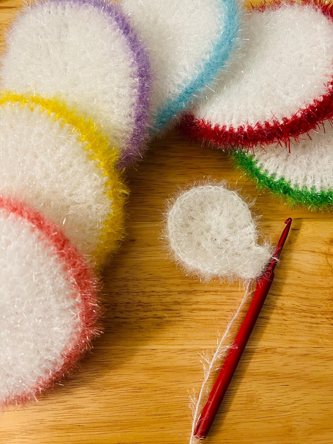 Dish Scrubbies (5 Count), Random Colors! Crochet Dish Scrubber. Great ...