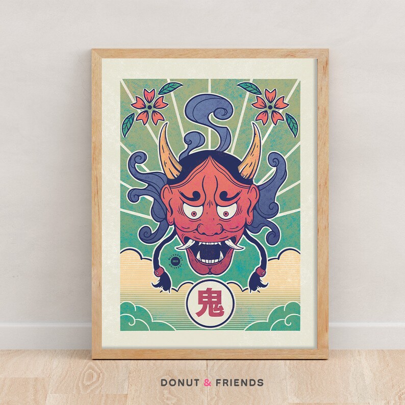 Japanese Poster Oni Mask - Etsy