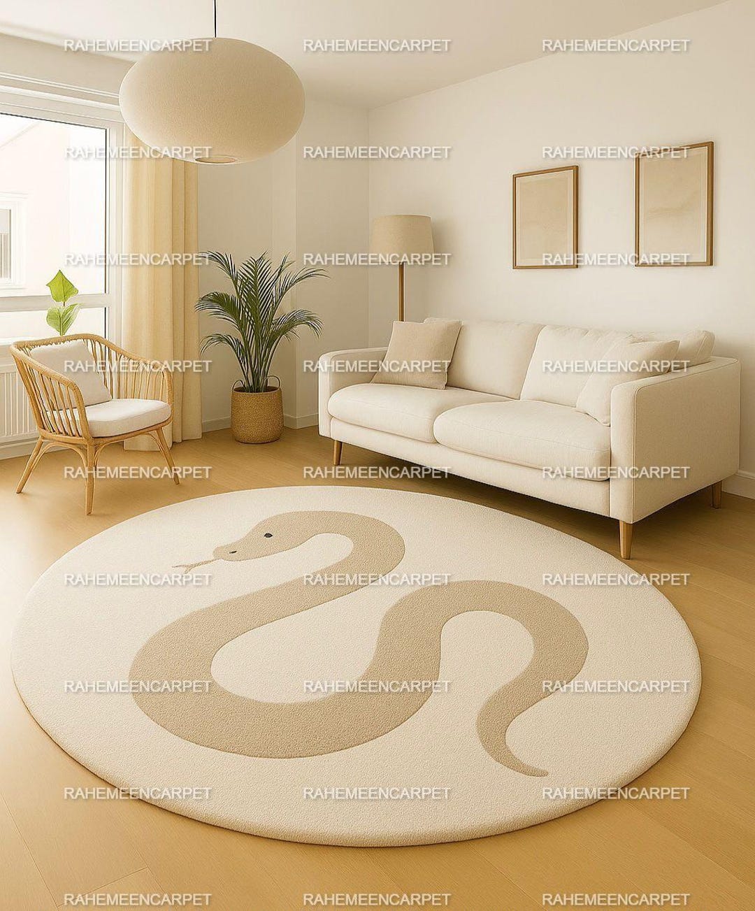 Snake Round Rug Hand Tufted Rug Wool Area Rug for Home Decor Handmade ...
