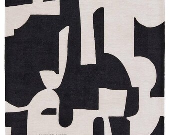 Unique Maze Abstract Hand Tufted Rug 100% New Zealand Wool Made Area ...