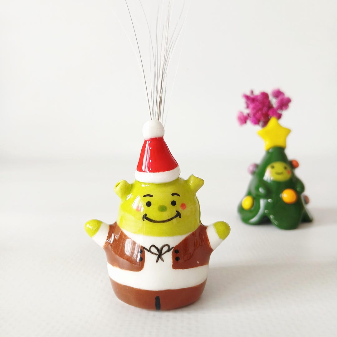 Shrek and Christmas Tree Mini Ceramic Vase: Handmade Desk Decor ...