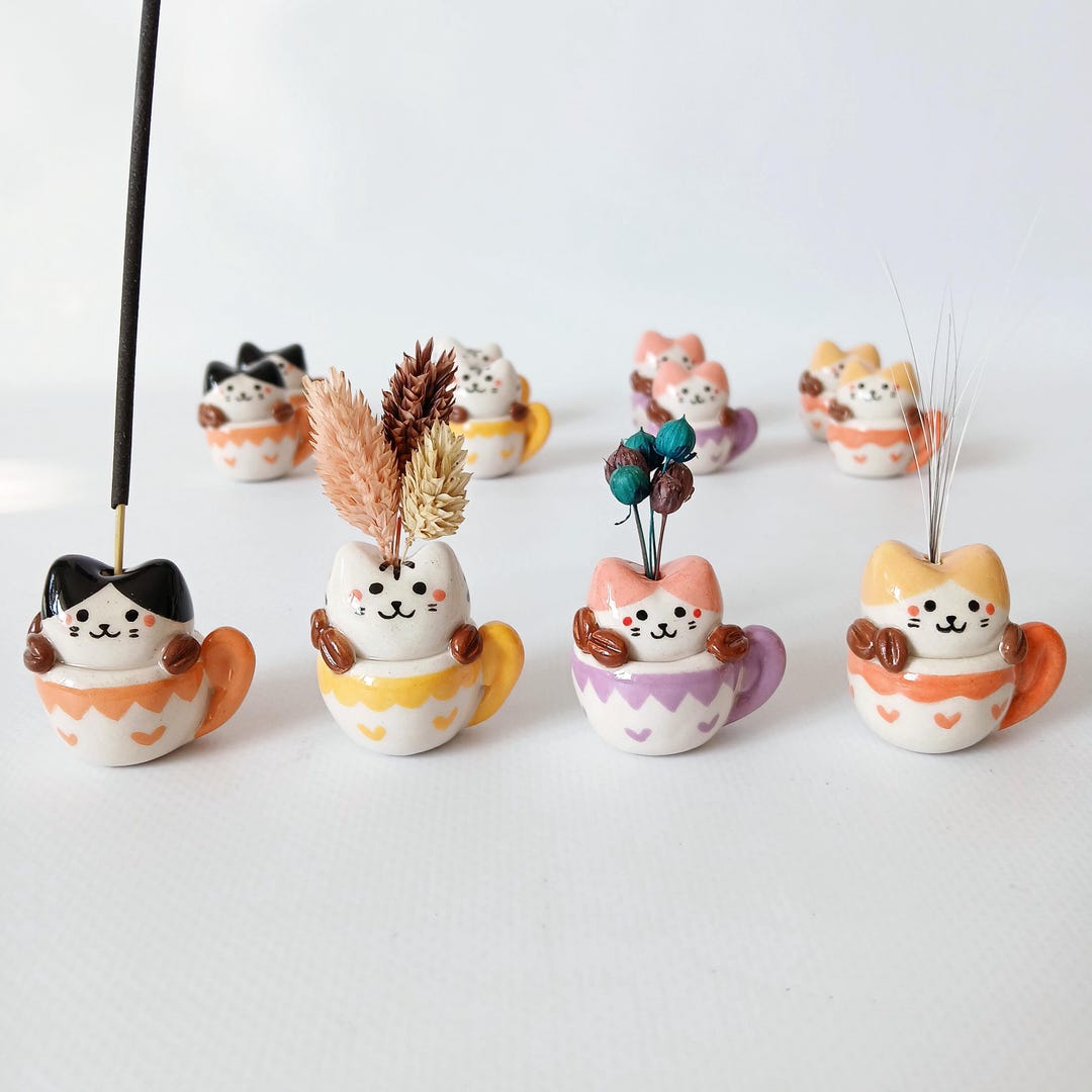 Cute Cat Mini Vase, Cat Whiskers Vase, Tiny Kitty Mug Vase, Cat Lover ...
