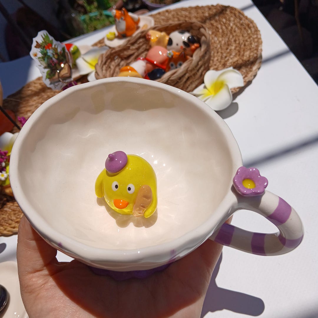 Handmade Anime Ceramic Mug: Yellow Duck Coffee Cup - Etsy