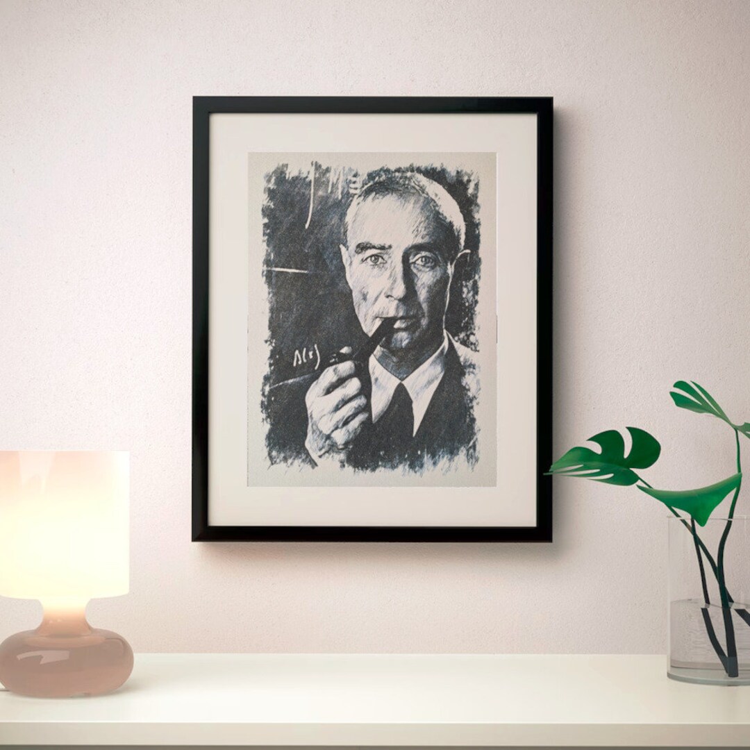 Sketched Style Digital Poster Wall Art, Portrait of J. Robert ...