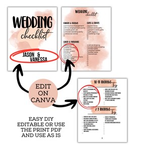 Wedding Checklist Peach Color Design Printable Download and Editable ...
