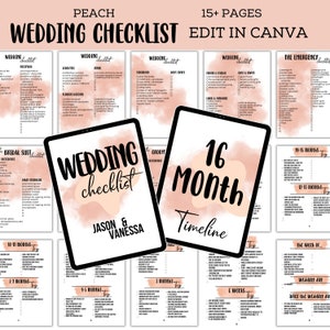 Wedding Checklist Peach Color Design Printable Download and Editable ...