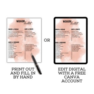 Wedding Checklist Peach Color Design Printable Download and Editable ...