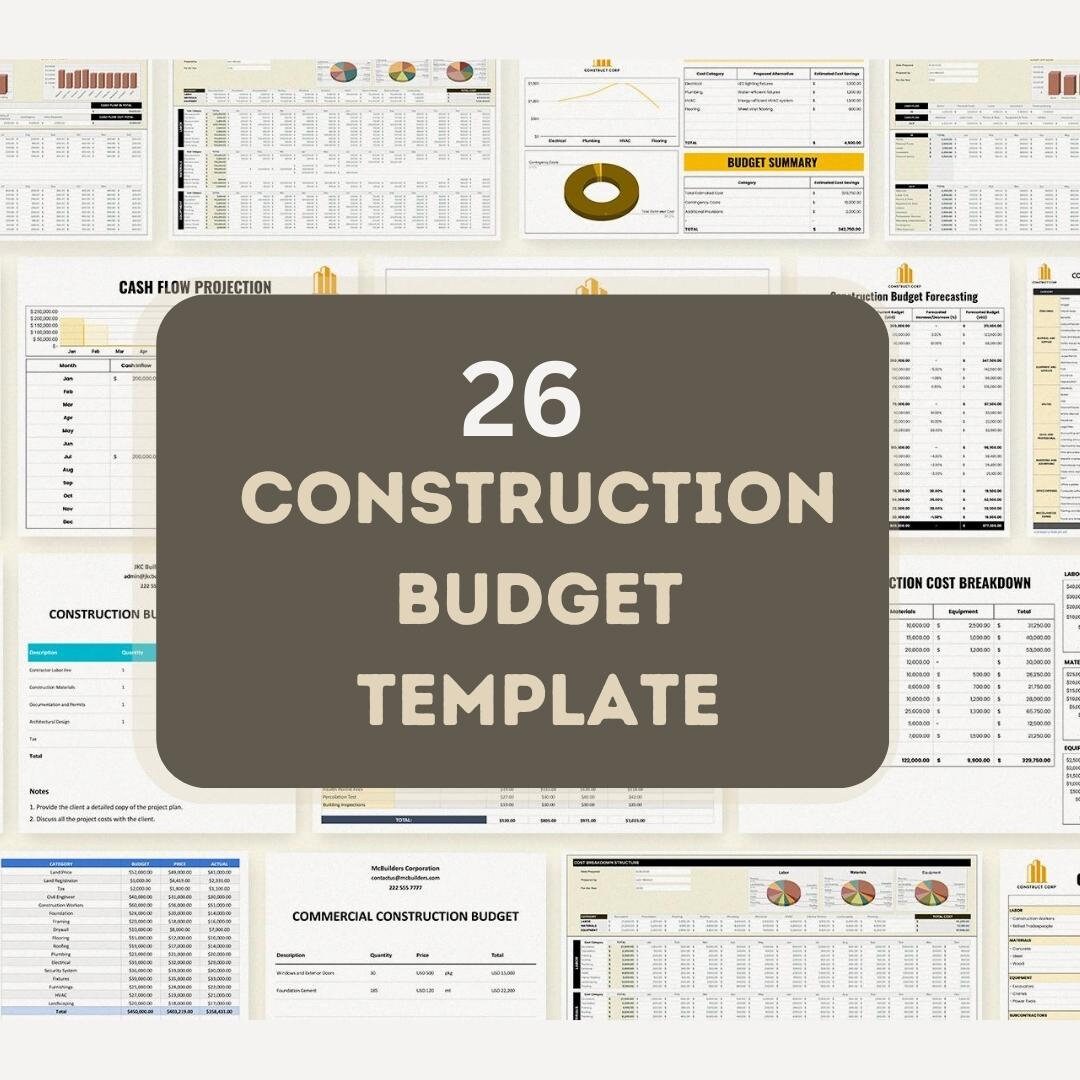 26 Construction Budget Template Bundle - Etsy
