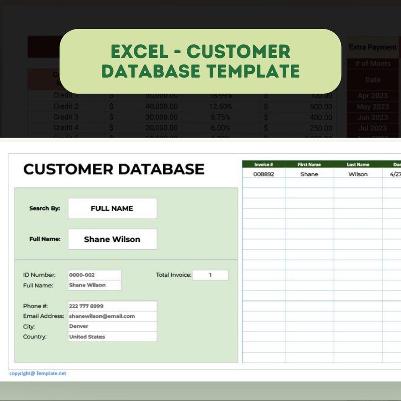Customer Database Excel Template, Spreadsheet Template Excel, Excel ...