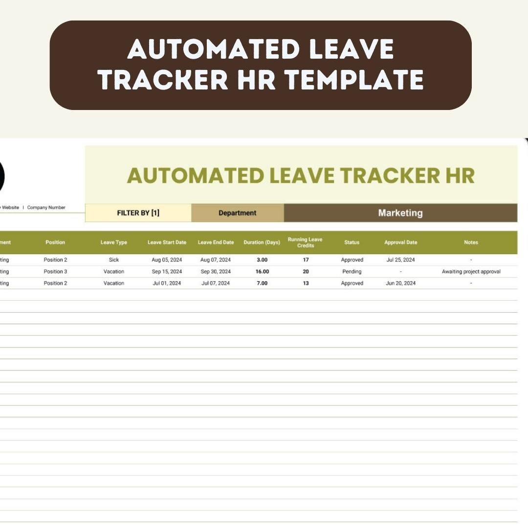 Automated Leave Tracker HR Template, HR Excel Template, Downloadable HR ...