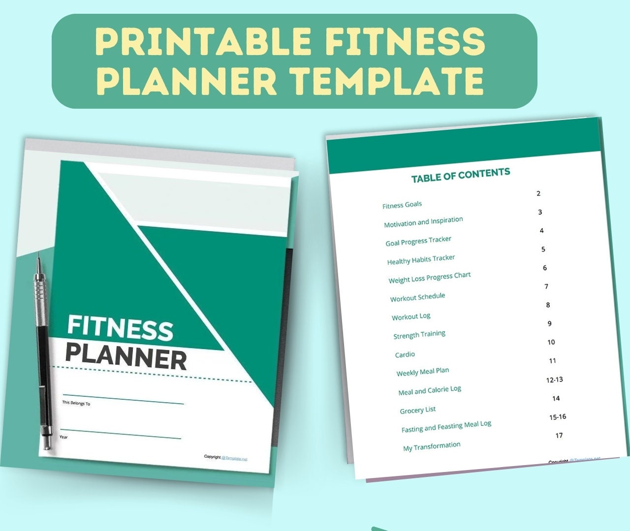 Printable Fitness Planner Template, Fitness Planner Printable, Fitness ...